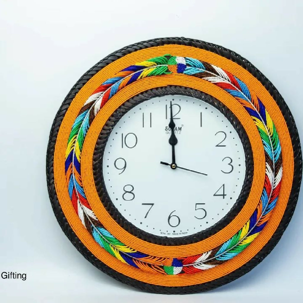 18 Inch Maasai Beaded Clock | Kenyan Handmade Wall Clock | African ...