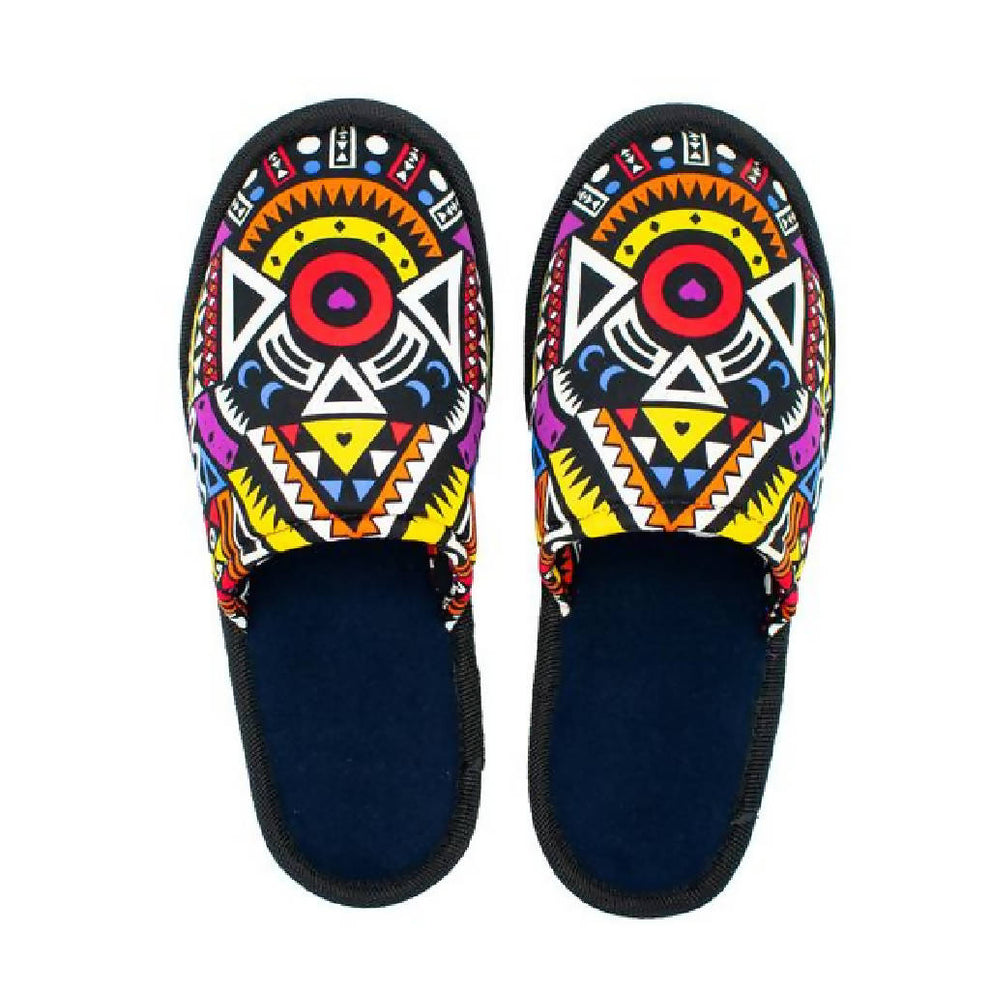 Purple tribal cotton slippers | House Slippers