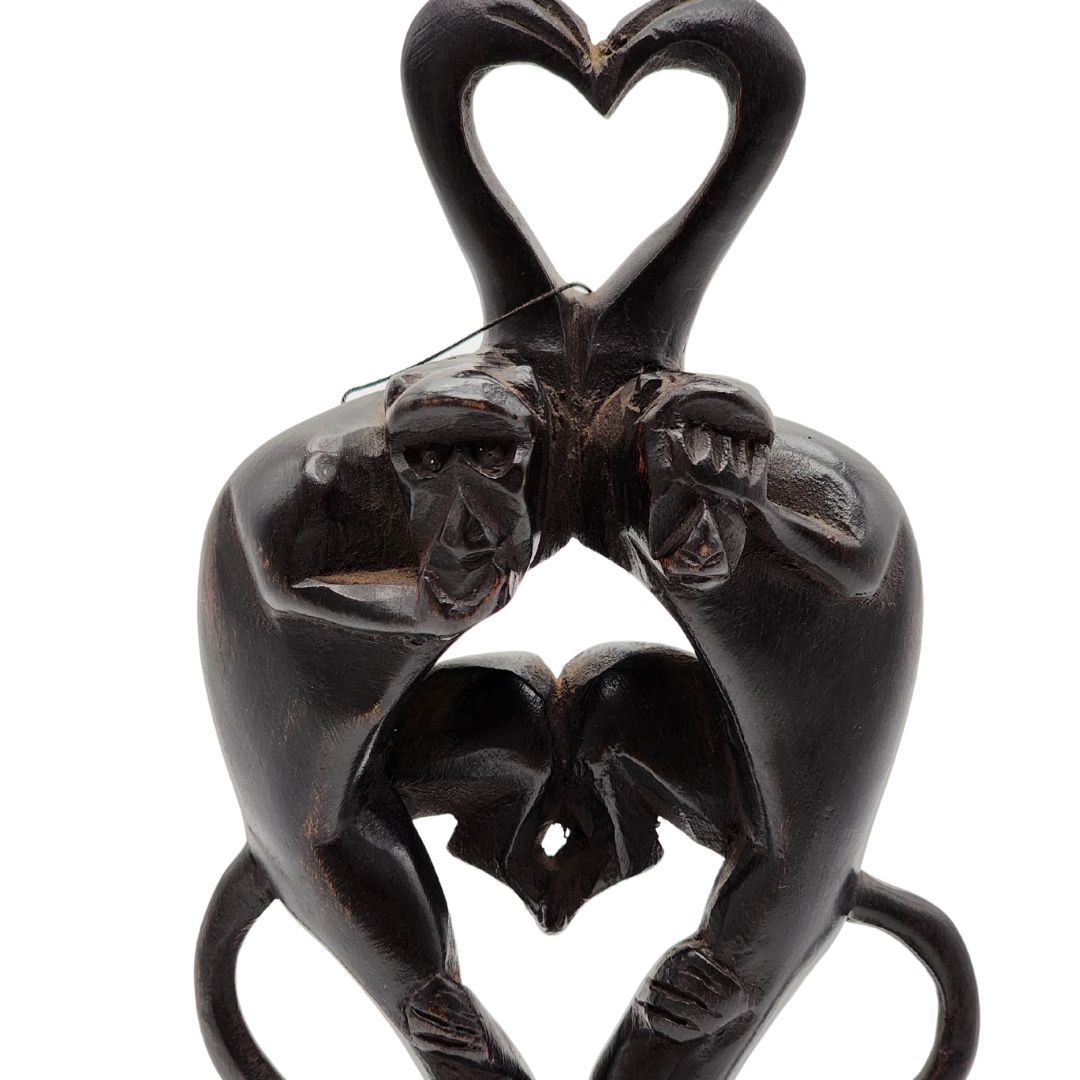 Wise Monkey Wood Carving | Wall hanging Sculpture – Mawu Africa