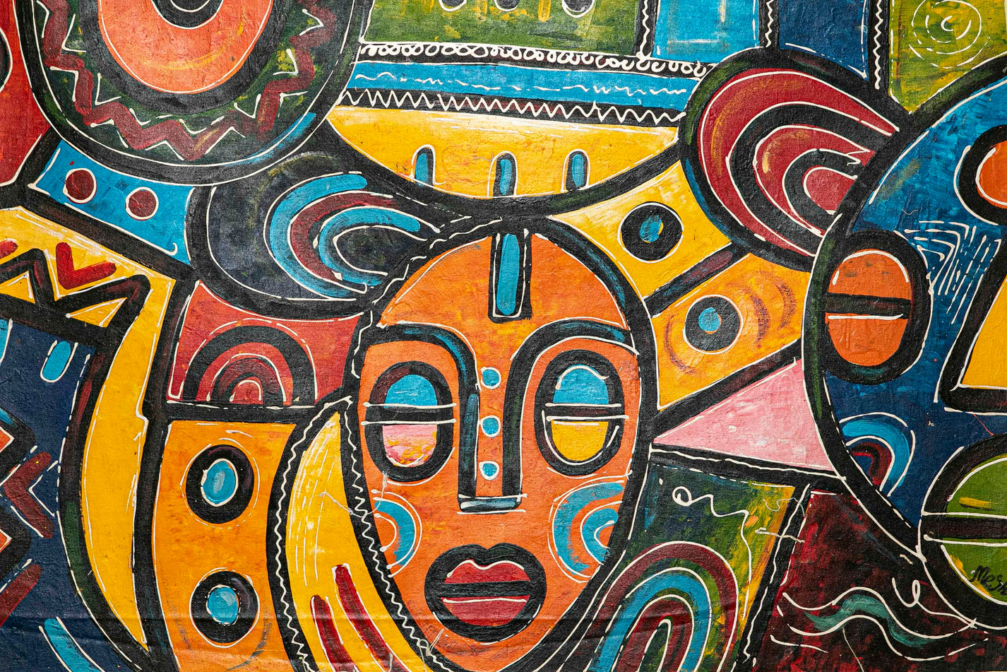 Traditional Colorful African Mask Painting